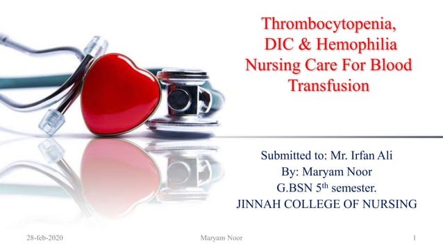 Thrombocytopenia, DIC & Hemophilia and Nursing Care For Blood ...
