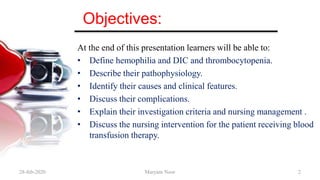 Thrombocytopenia, DIC & Hemophilia and Nursing Care For Blood ...