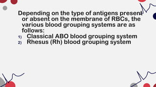 Blood and its Components and cross matching | PPTX