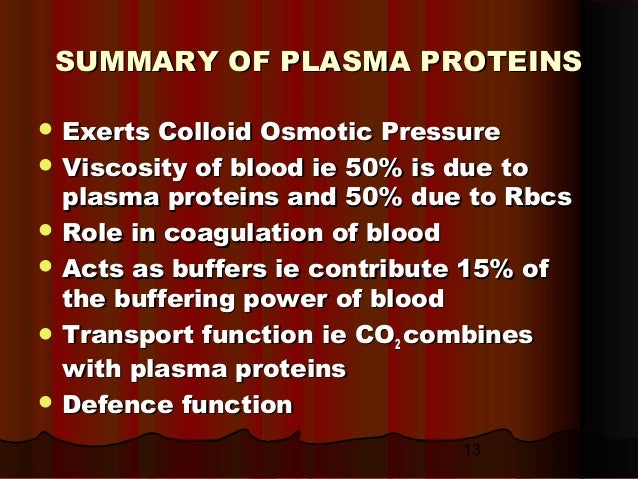 Blood 2 functions of plasma proteins