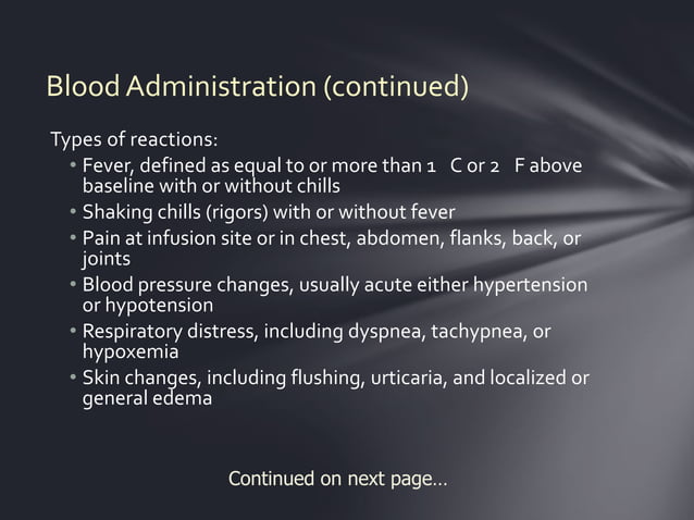 Blood administration | PPTX | Blood Disorders | Diseases and Conditions