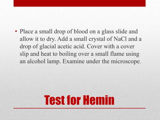 Blood and blood analysis | PPTX