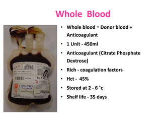 blood and blood products components of blood | PPTX