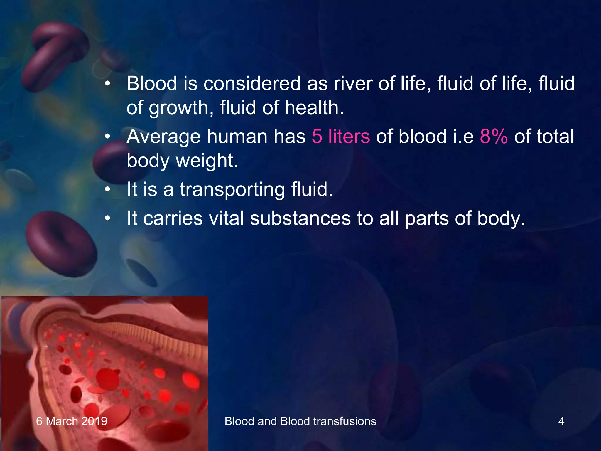 Blood and blood transfusion | PPTX