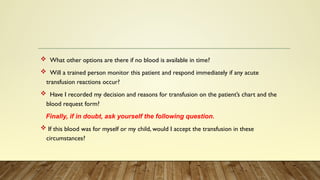 Blood and blood transfusion in detail for UG | PPTX