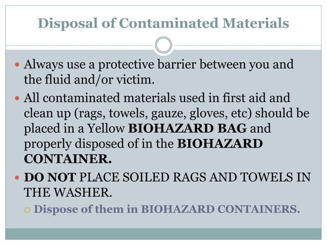Blood and Body Fluid Spill Management | PPTX | First Aid | Injuries