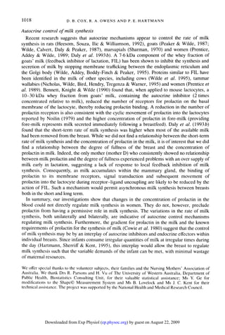 Blood And Milk Prolactin And The Rate Of Milk Synthesis In Women | PDF