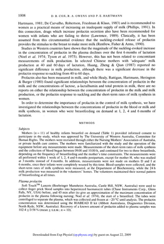 Blood And Milk Prolactin And The Rate Of Milk Synthesis In Women | PDF