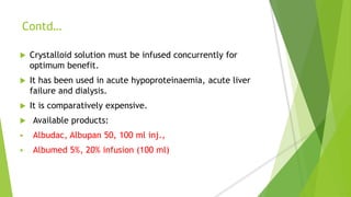 Blood and plasma volume expanders | PPTX