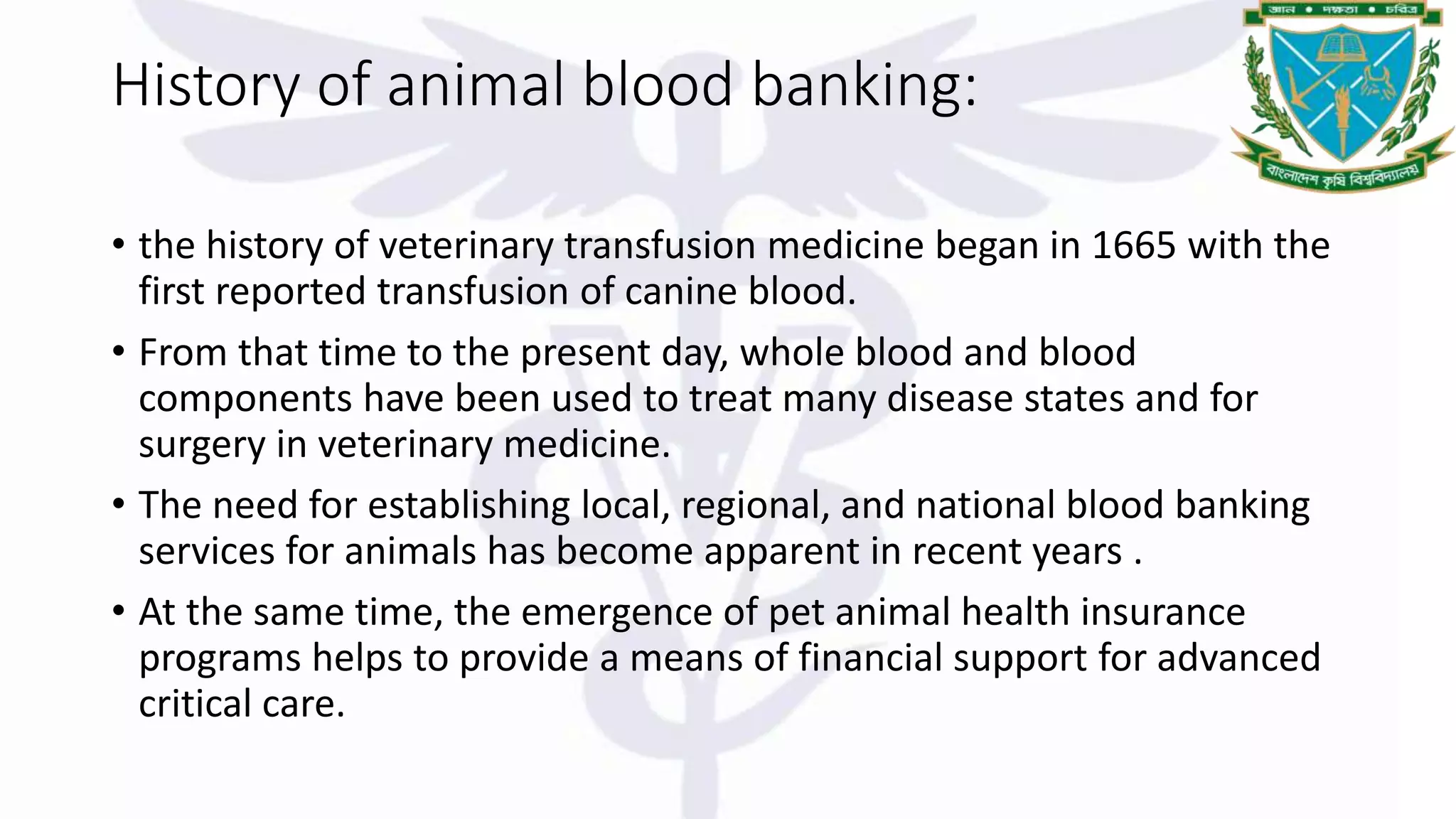 animal Blood banking | PPTX