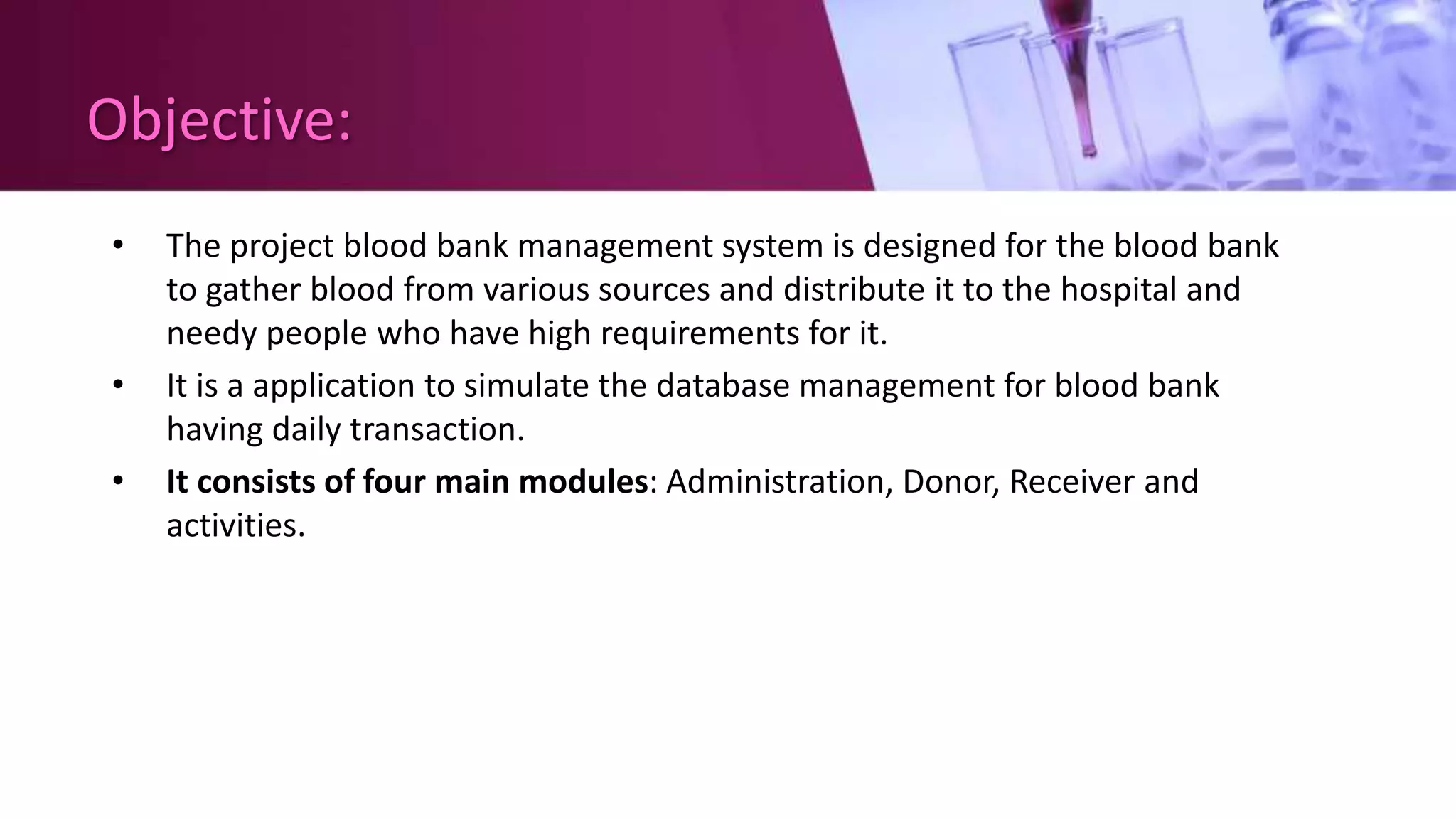 Blood Bank Management System | PPTX