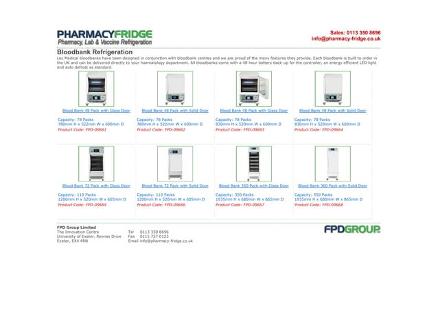 Bloodbank Refrigeration Brochure | PDF