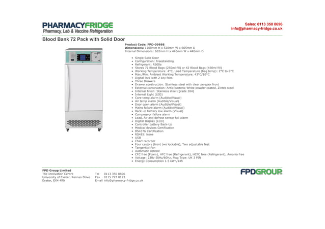 Bloodbank Refrigeration Brochure | PDF