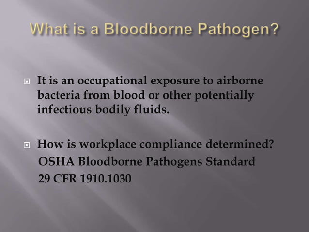 Bloodborne Pathogens | PPT