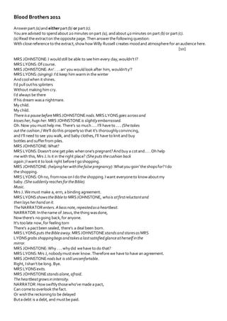 Blood Brothers extract question | DOCX