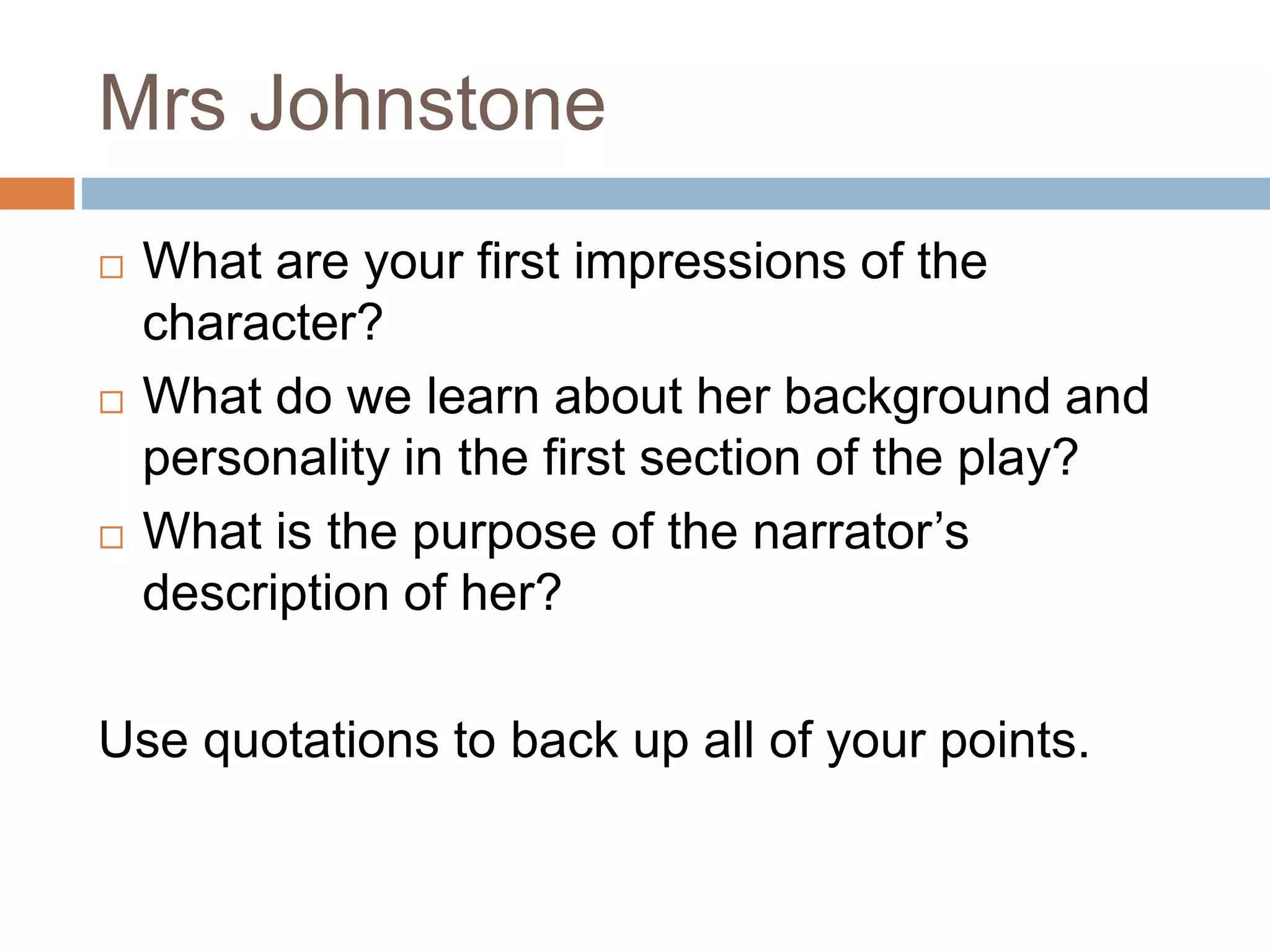Blood brothers mrs johnstone | PPTX