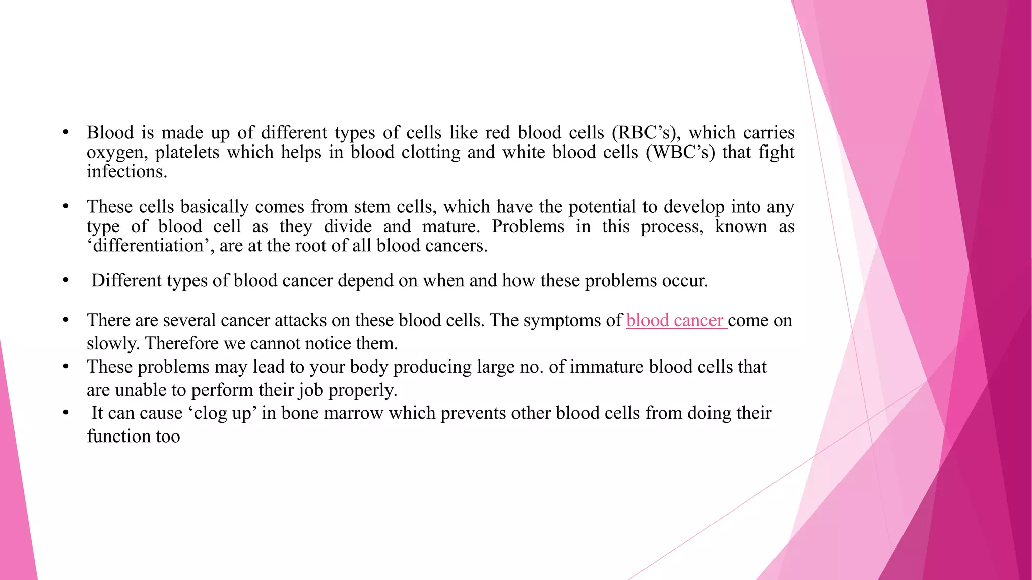 Blood cancer types, causes and symptoms | PPTX