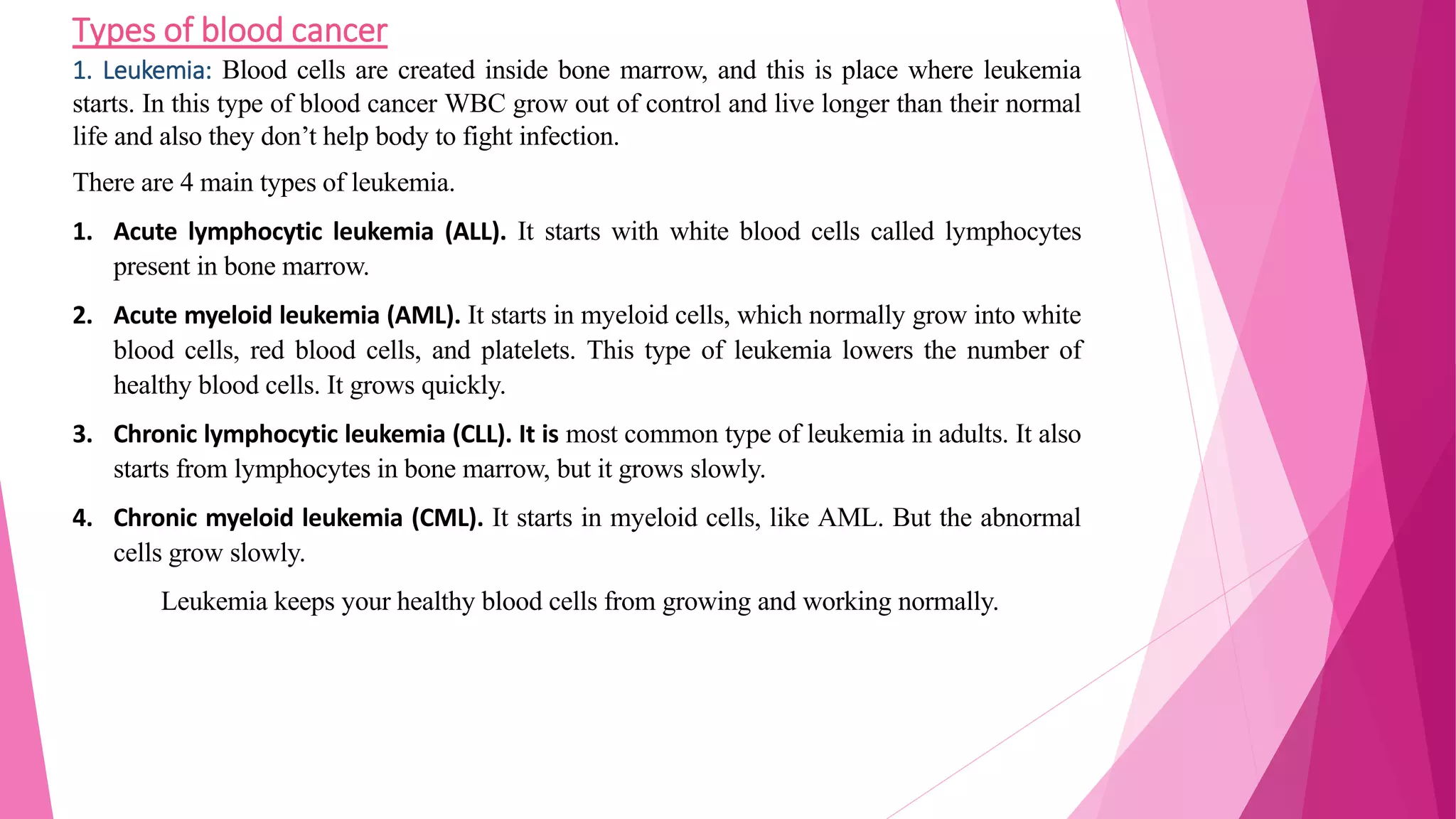 Blood cancer types, causes and symptoms | PPT