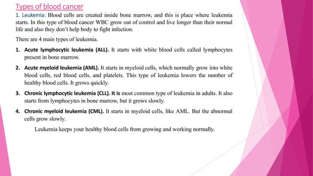 Blood cancer types, causes and symptoms | PPT