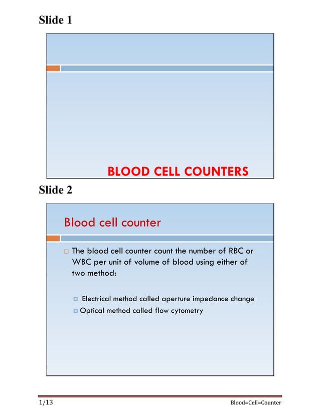 Blood cell counters | PDF