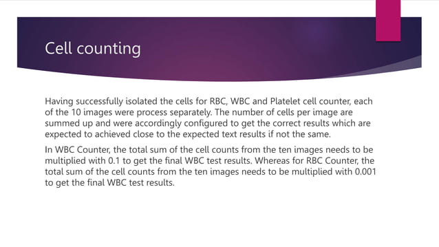 blood cells counting by using python open cv | PPT