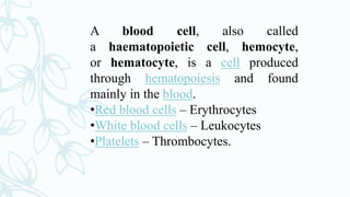 Blood cells | PPTX | Blood Disorders | Diseases and Conditions