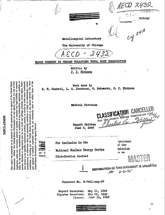 Blood Changes in Humans Following Total Body Irradiation [declassified]-US AEC (1947).pdf