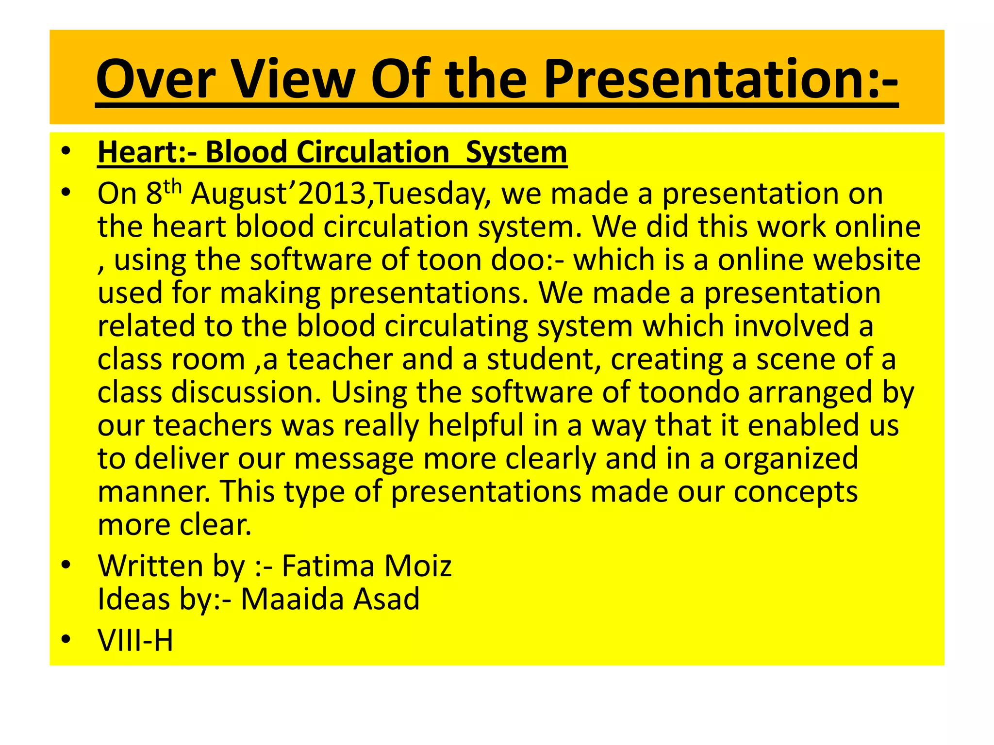 Blood circulatory system presentation | PPTX