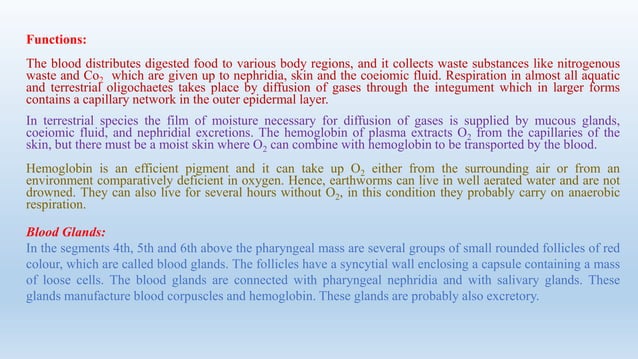 Blood circulatory system of earthworm | PPT