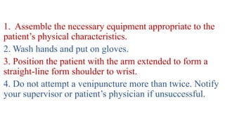 BLOOD COLLECTION METHODS AND PROCEDURE FOR STUDENTS | PDF