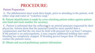 BLOOD COLLECTION METHODS AND PROCEDURE FOR STUDENTS | PDF