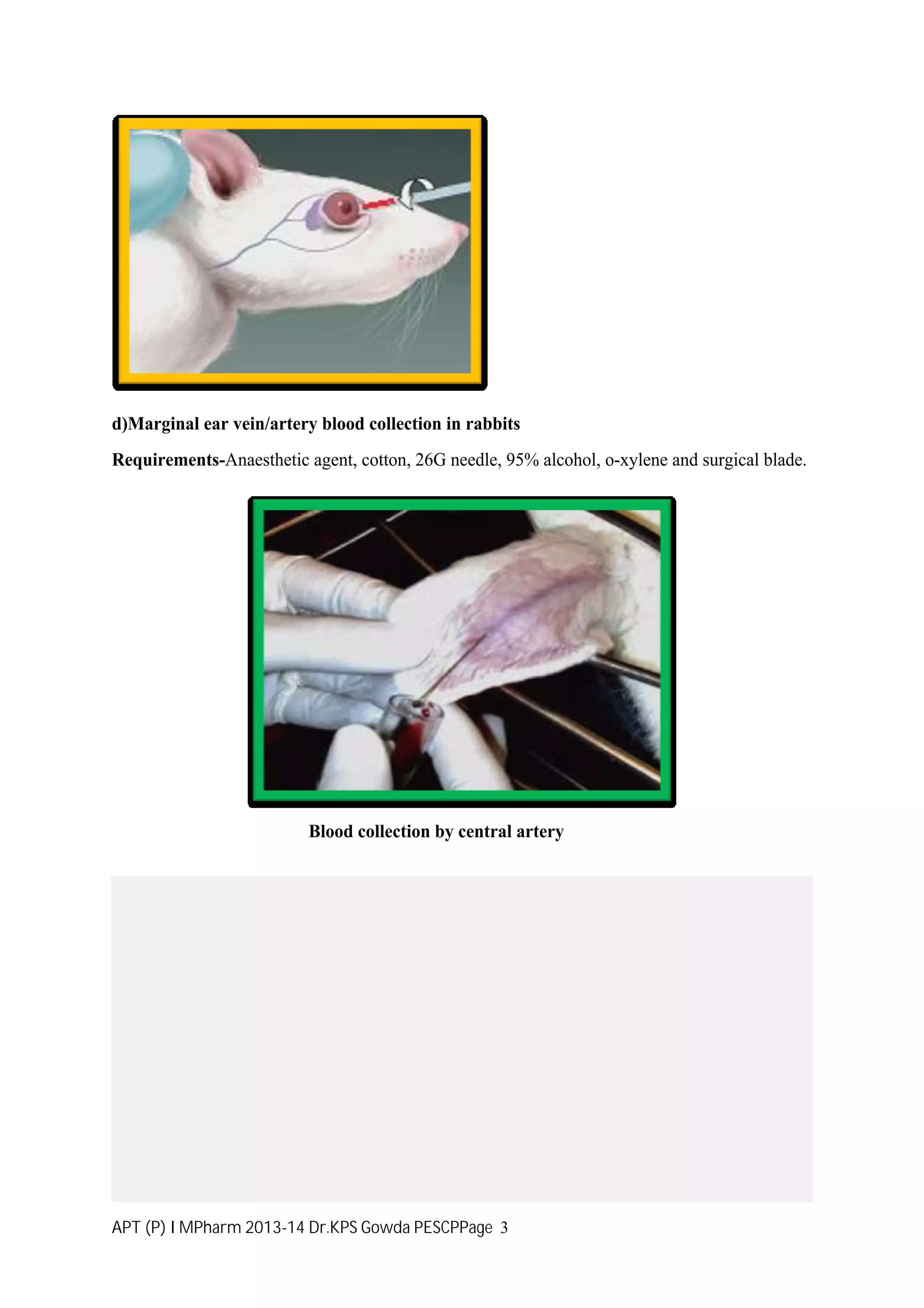 Blood collection in small animals and blood processing | PDF