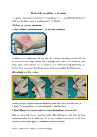 Blood collection in small animals and blood processing | PDF