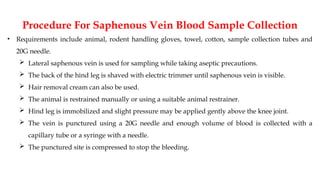 Blood Collection Techniques in Laboratory Animals | PPTX