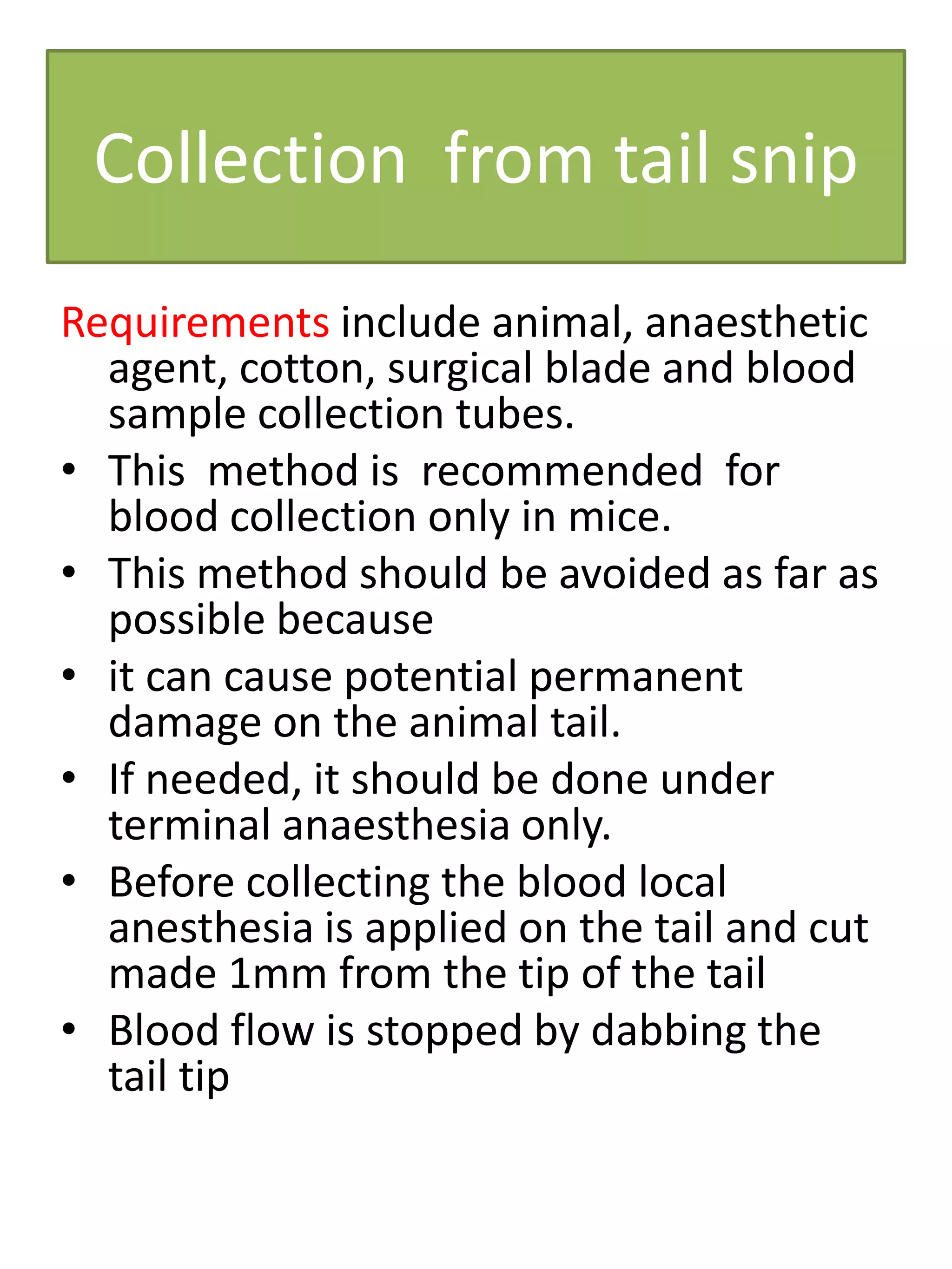 Blood collection techniques from laboratory animals | PPTX