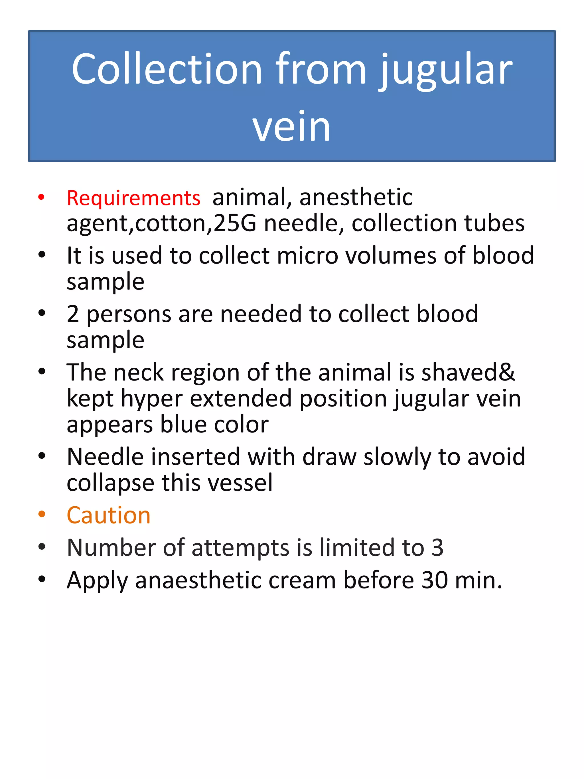 Blood collection techniques from laboratory animals | PPTX