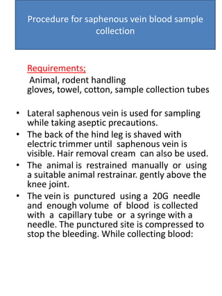 Blood collection techniques from laboratory animals | PPTX
