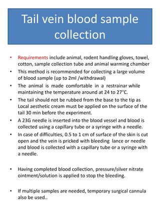 Blood collection techniques from laboratory animals | PPTX