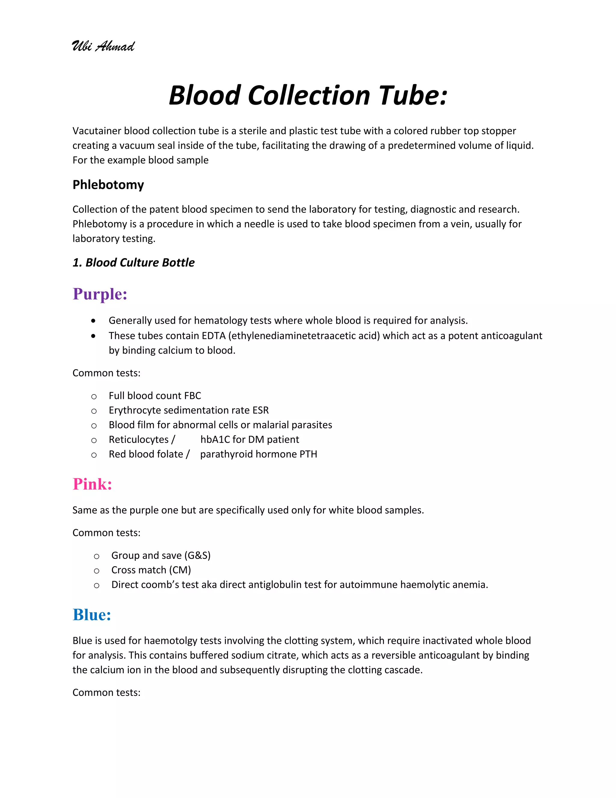 Blood Collection Tube,ubi. | PDF