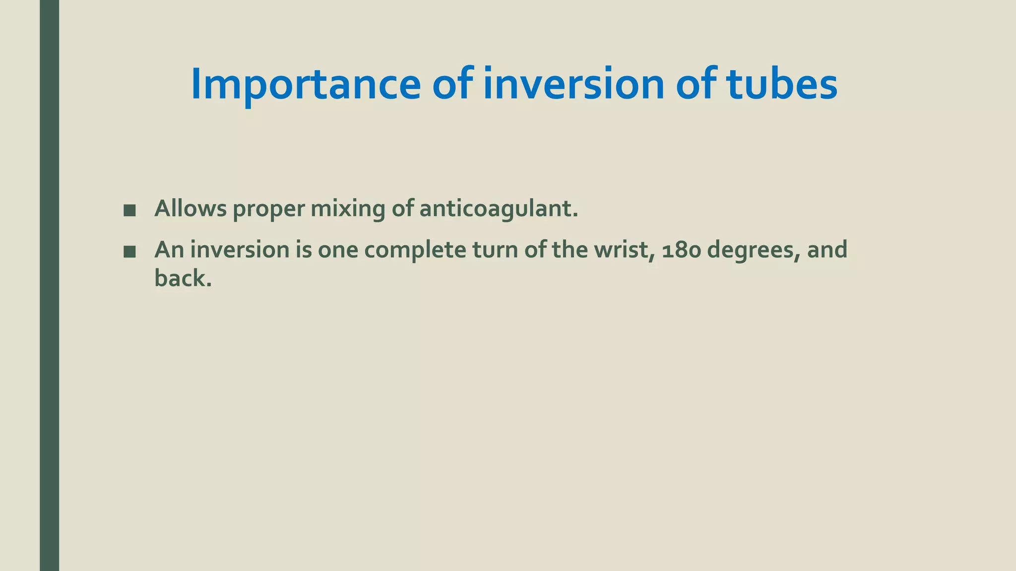 Blood collection tubes - Colour coding of vials, Order of draw | PPTX