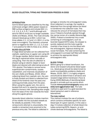 Blood collection,typing,and transfusion in dogs | PDF