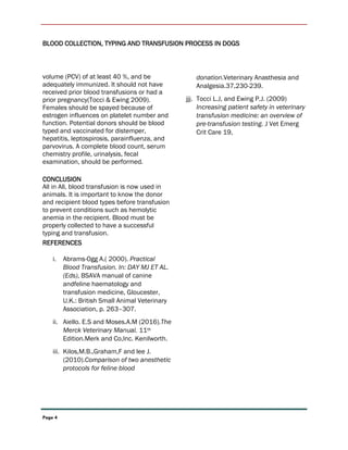 Blood collection,typing,and transfusion in dogs | PDF