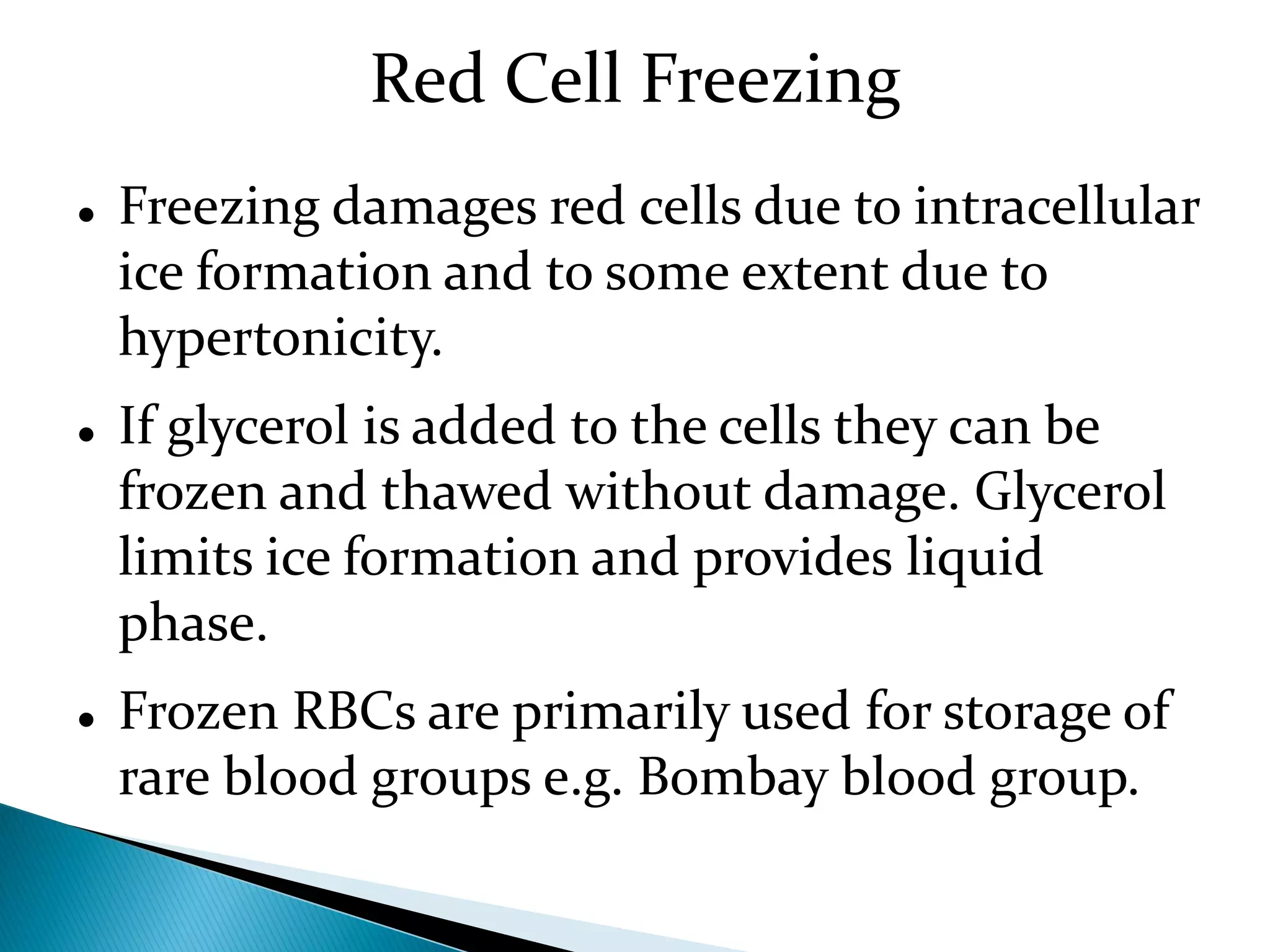 Blood componenet preservation and storage | PDF