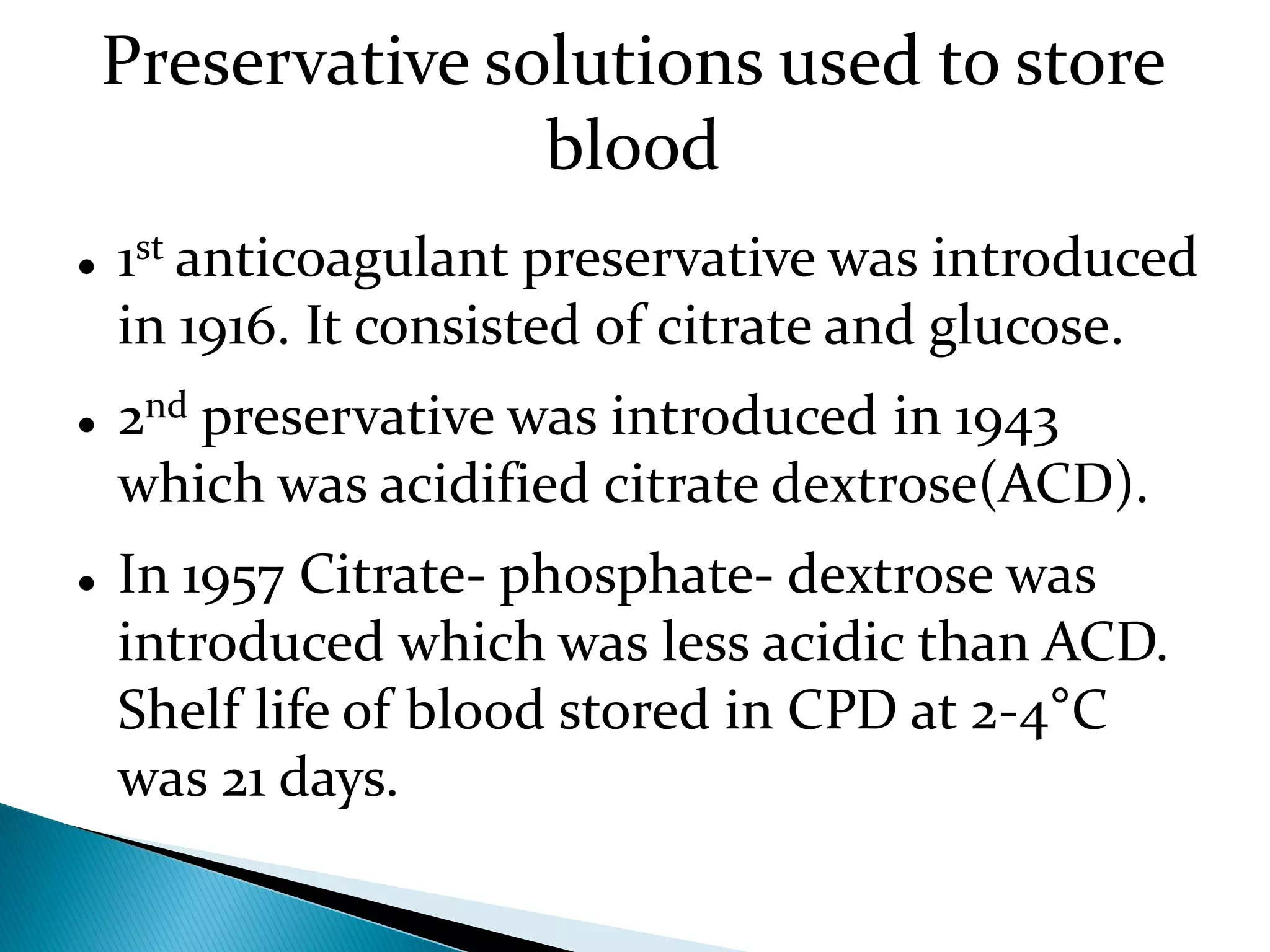 Blood componenet preservation and storage | PDF