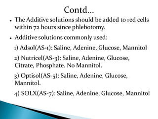 Blood componenet preservation and storage | PDF