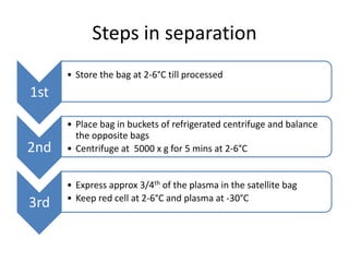 Blood component preparation blood banking | PPTX