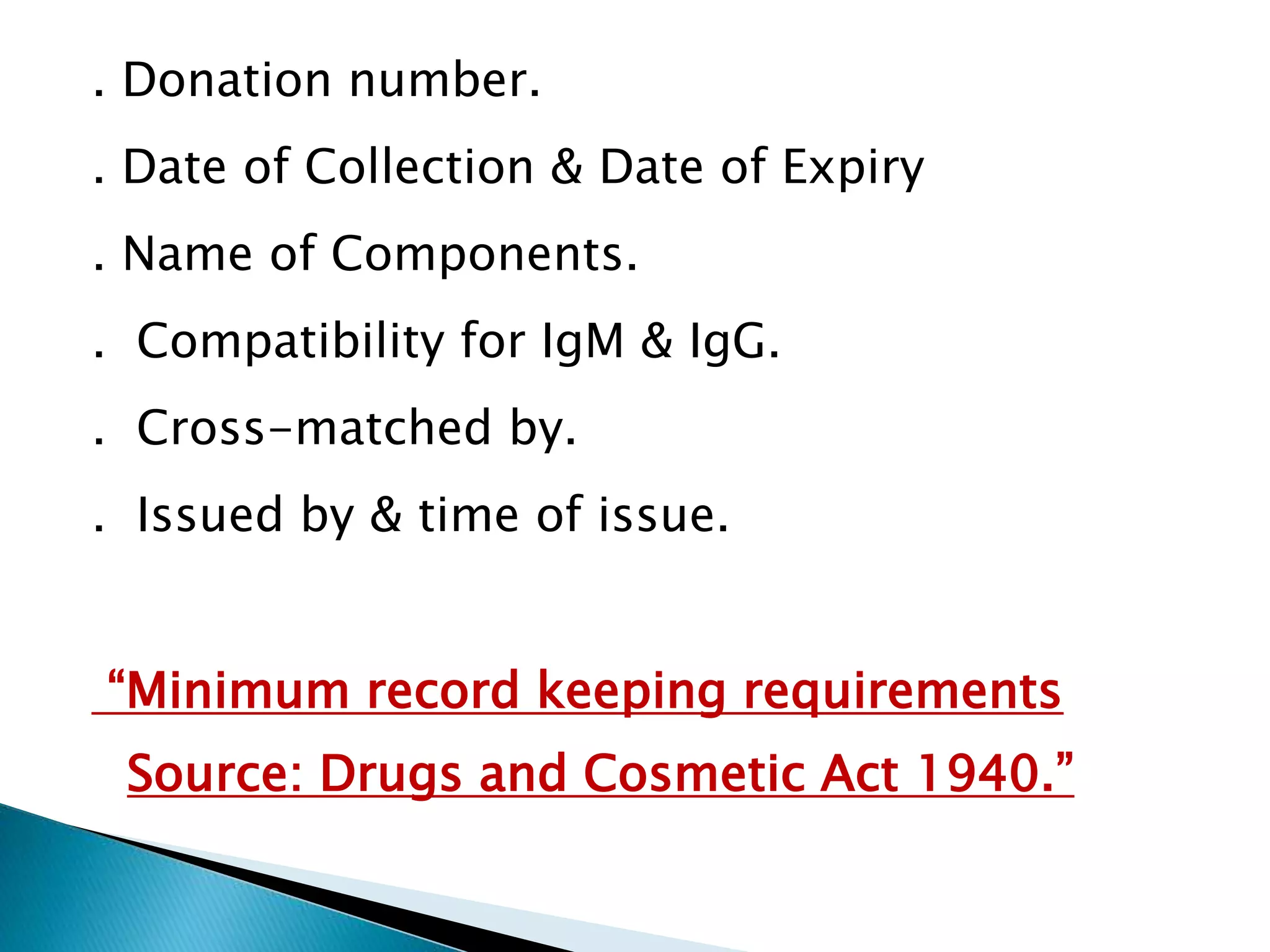 Blood component, sample collection, storage, preservation | PPTX