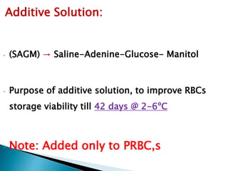 Blood component, sample collection, storage, preservation | PPTX