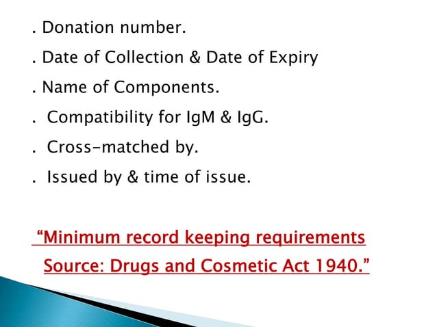 Blood component, sample collection, storage, preservation | PPTX