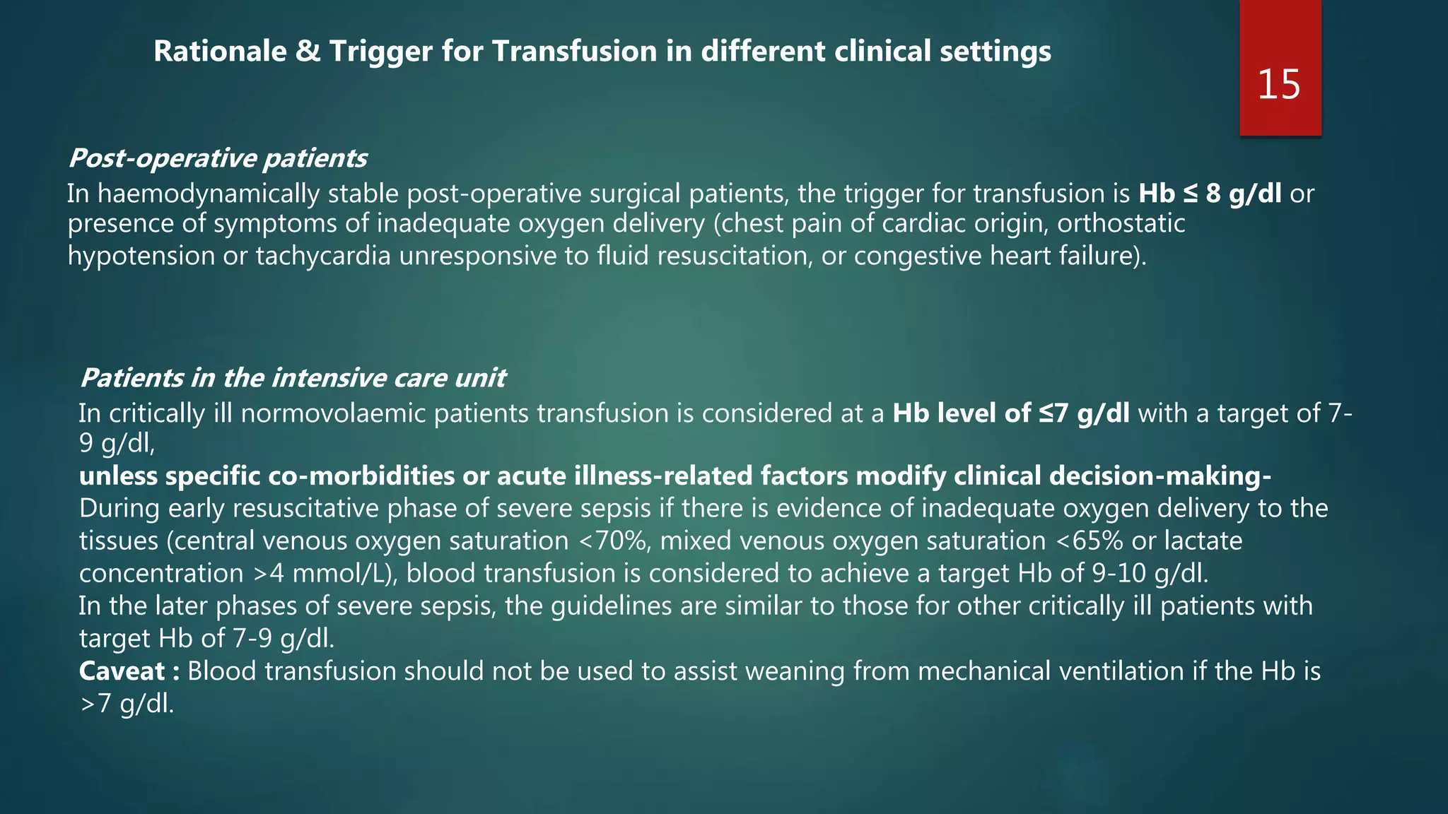 Blood components tranfusion guidelines update | PPTX